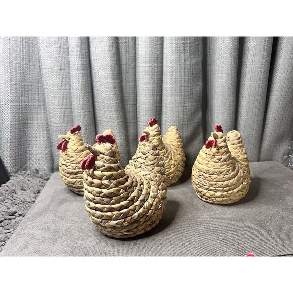Target | Accents | Target Braided Woven Straw Chicken Hen Lot 4 Figure ...
